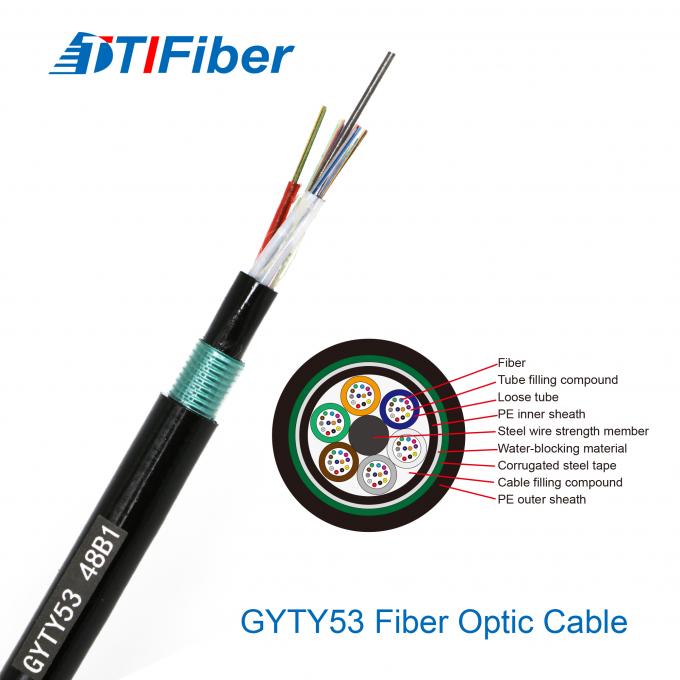 FTTX 12 24 Core GYTY53 Single Mode Fiber Optic Cable